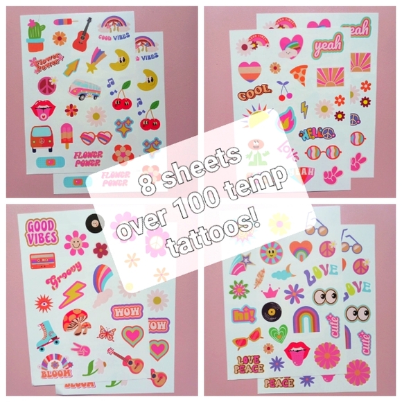 Versrh | Party Supplies | Groovy 7s Temporary Tattoos For Kids Adults ...